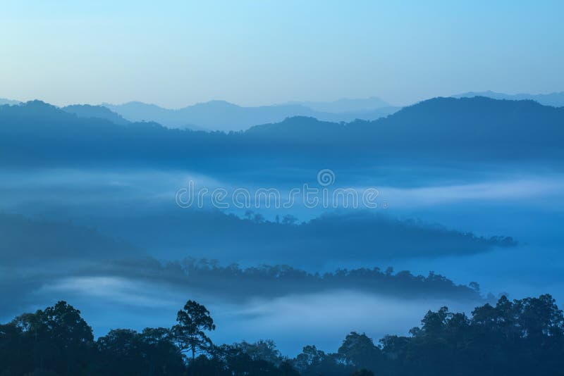 Mountain Range in the Morning Stock Photo - Image of cloudy, nature ...
