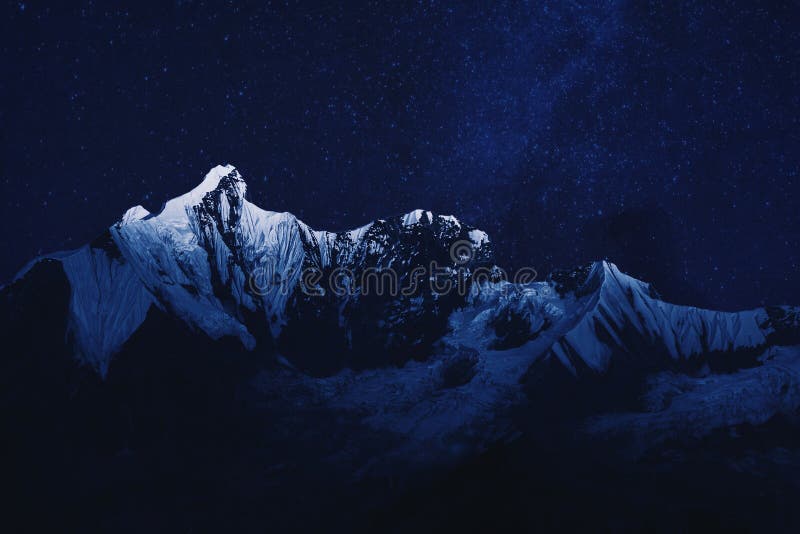 Mountain Range at Night stock photo. Image of campfire - 5000204