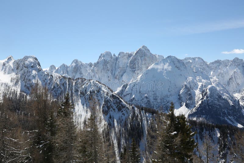 Mountain Range with Snow in Northern Italy in Winter Stock Photo ...