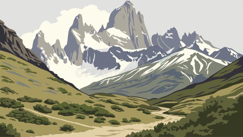 Mountain Range Panorama, Vast Landscape Scenery Vector Design ...
