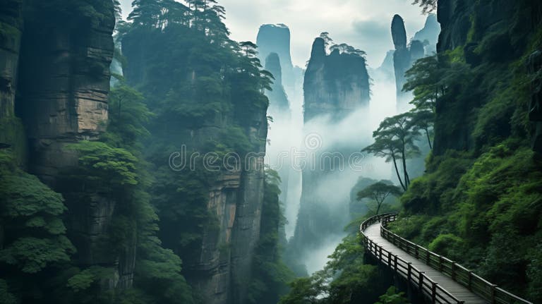 A Mountain Range with a Path through it Stock Illustration ...