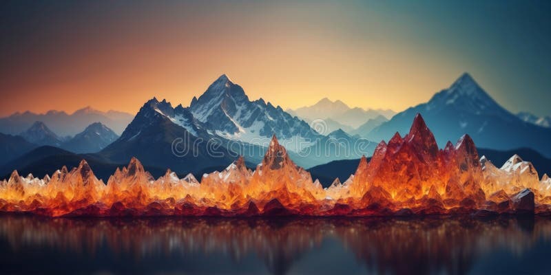 A Mountain Range with Peaks Made of Crystal and Valleys of Liquid Fire ...