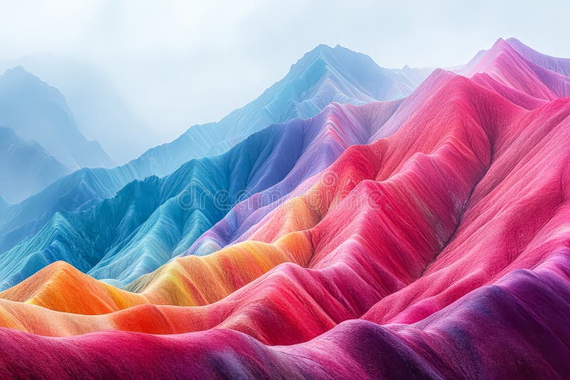 Mountain Range with a Rainbow of Colors Stock Image - Image of view ...