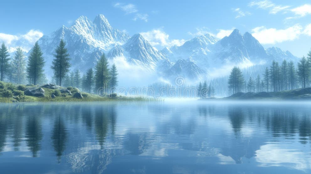 Mountain Range Reflected in Still Lake Water Stock Photo - Image of ...