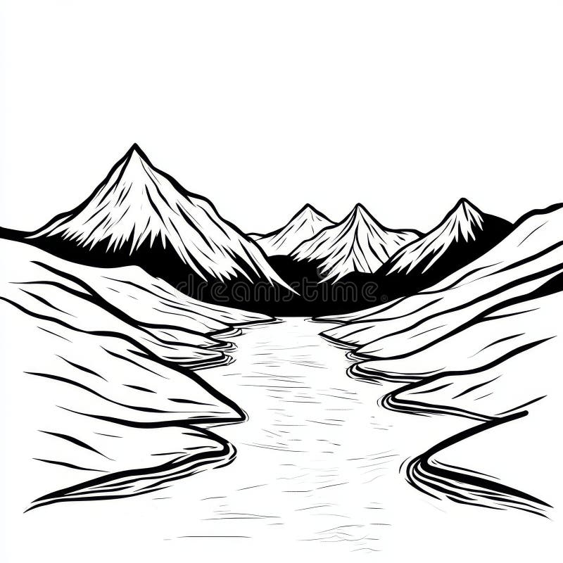 River Running through Mountain Range, Generated Ai Image Stock ...