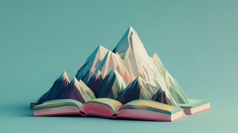 A Mountain Range is Shown with a Book Open on Top of it Stock ...