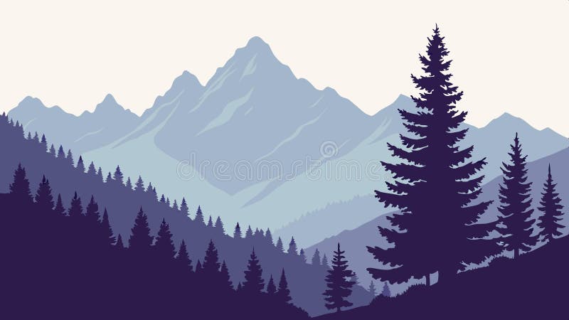 Mountain Range Silhouette, Skyline Nature , Panoramic View Vector ...