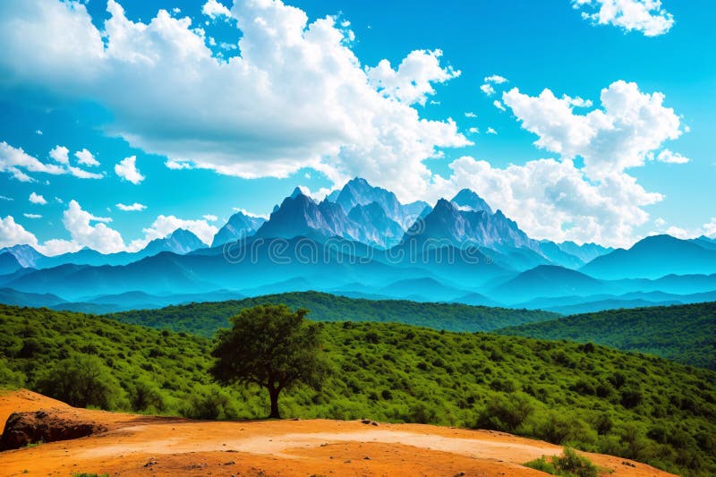 Mountain Range, Sky and Ground. a Beautiful Landscape of India Made ...