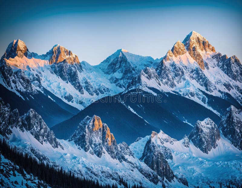 A Mountain Range with Snow-capped Peaks in the Background. Stock Photo ...