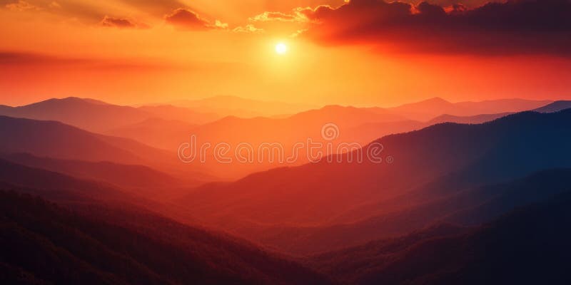 Mountain Range Sunset stock image. Image of cloud, valley - 377174387