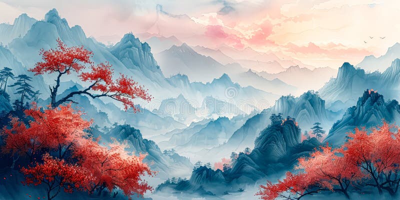 Mountain Range with a Tree in the Foreground and a Tree in the ...