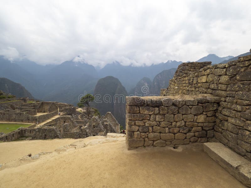 Mountain Range View from Machu Picchu Stone Walls Stock Photo - Image ...