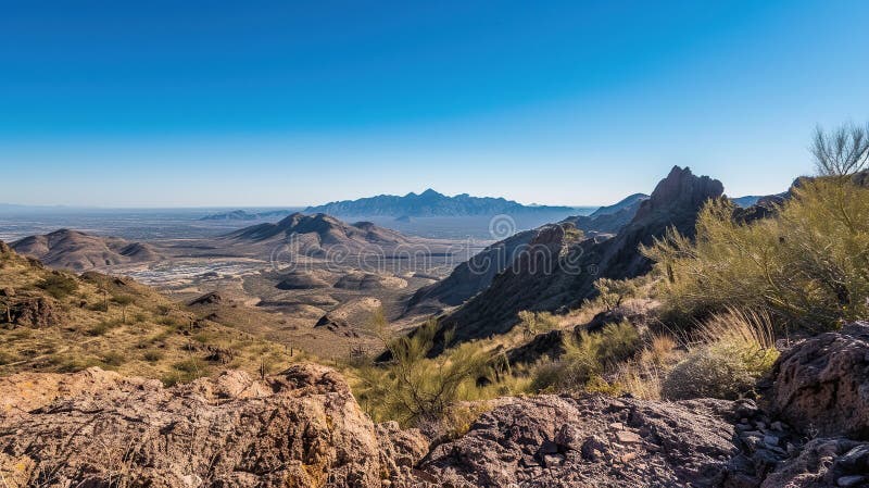Mountain Range View Phoenix Peak Horizon . Generative Ai Stock ...