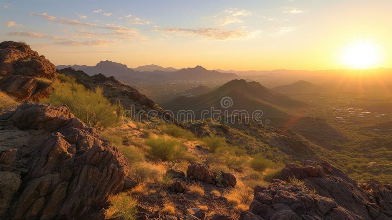 Mountain Range View Phoenix Peak Horizon . Generative Ai Stock ...