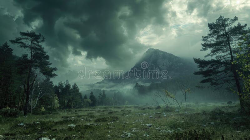 Mountain Range Visible Distance Cloudy Sky Overhead Stock Photos - Free ...