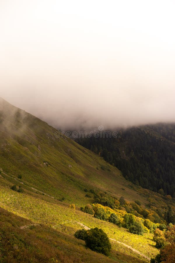 Mountain Range with Visible Silhouettes through the Morning Colorful ...