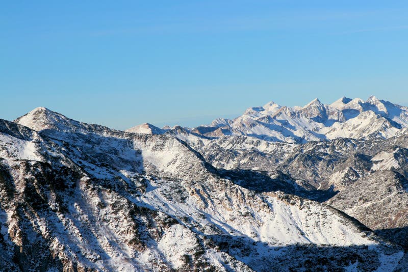 Mountain range in winter stock image. Image of hike - 140989175