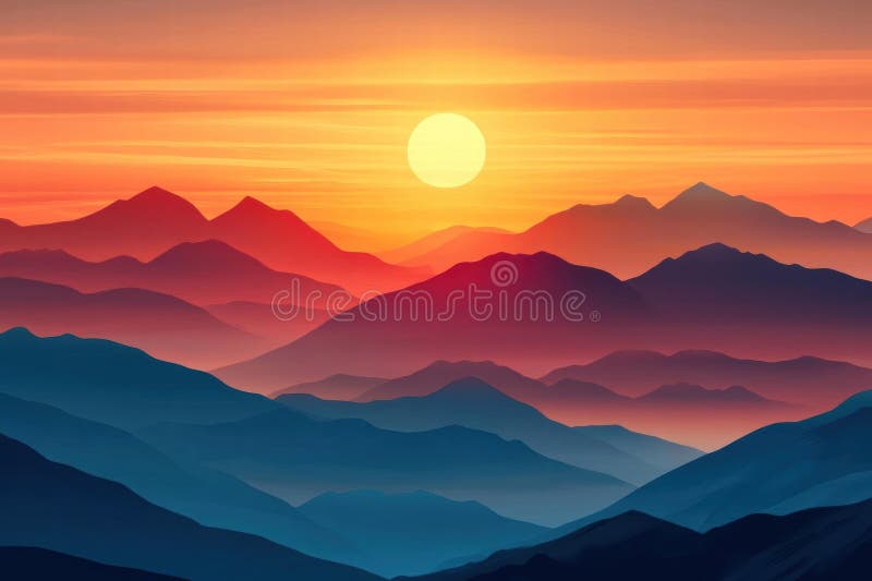 Mountain Ranges at Sunset, a Breathtaking Display of Nature S Beauty ...