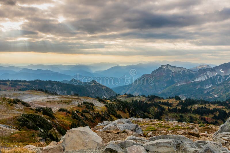 Mountain Ranges in Washington Below Mount Rainier Stock Photo - Image ...