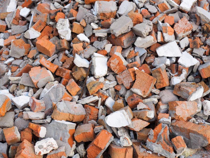 Mountain of Red Broken Brick. Construction Stock Photo - Image of ...