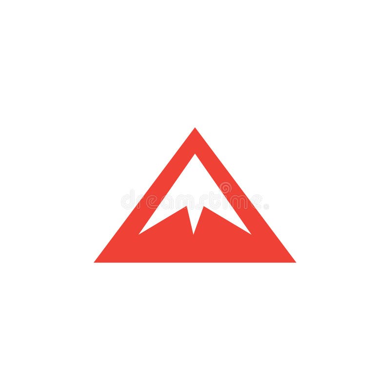 Mountain Red Icon on White Background. Red Flat Style Vector ...