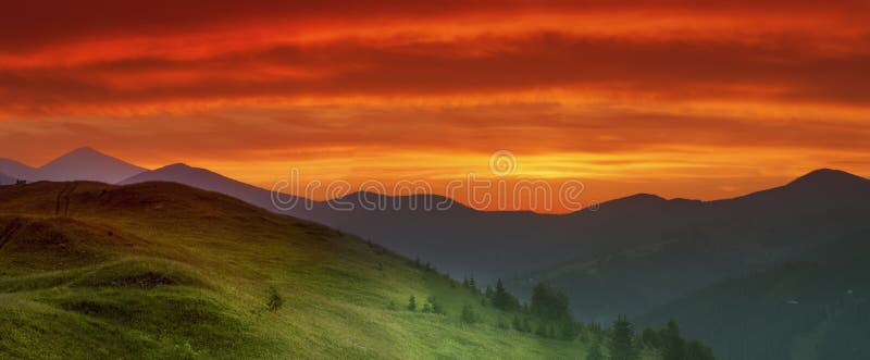 Mountain red sunset stock photo. Image of orange, dramatic - 63470588