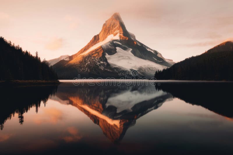 A Mountain is Reflected in the Water of a Lake. AI Generative Image ...