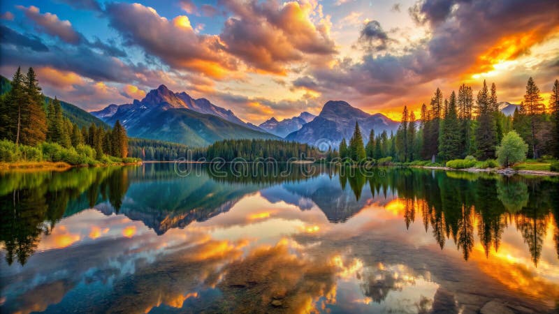 Mountain Reflection in a Calm Lake at Sunset, Reflection, Mountain ...