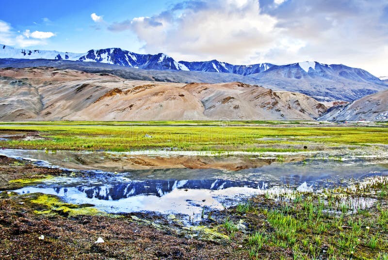 Mountain Reflection Near Moriri Lake Stock Photo - Image of himalayas, lake: 52405948