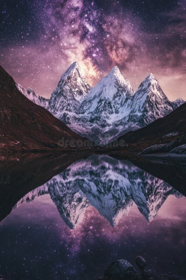 Mountain Reflection at Night Stock Photo - Image of nature, reflection ...