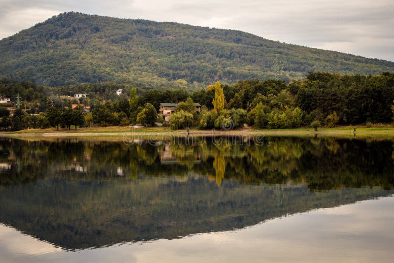Mountain Reflection in Water Stock Image - Image of lakereflection ...