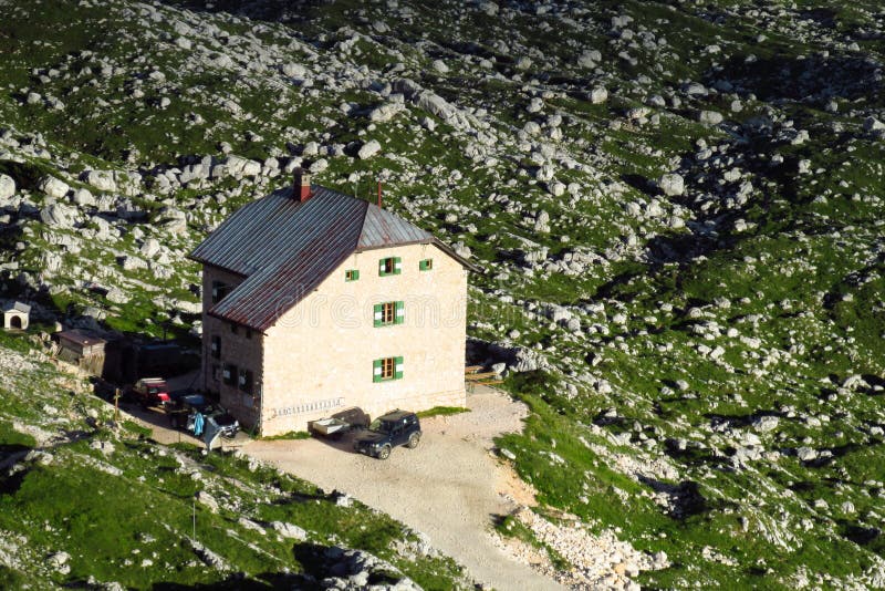 Mountain Refugio in the Alps Stock Photo - Image of blue, ecology: 76811860