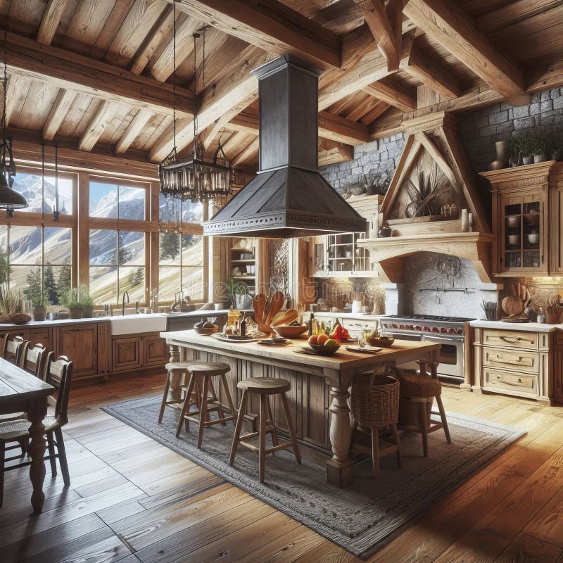 Mountain Retreat a Rustic Kitchen with a Focus on Natura Stock ...