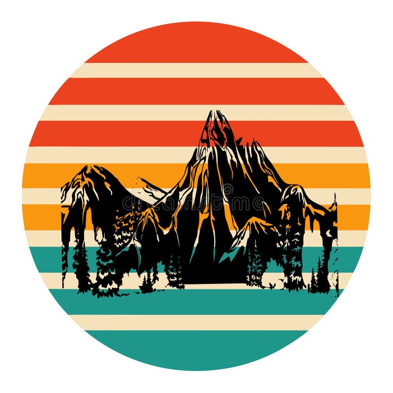 Mountain Retro-striped-vintage-background-vector Stock Vector ...