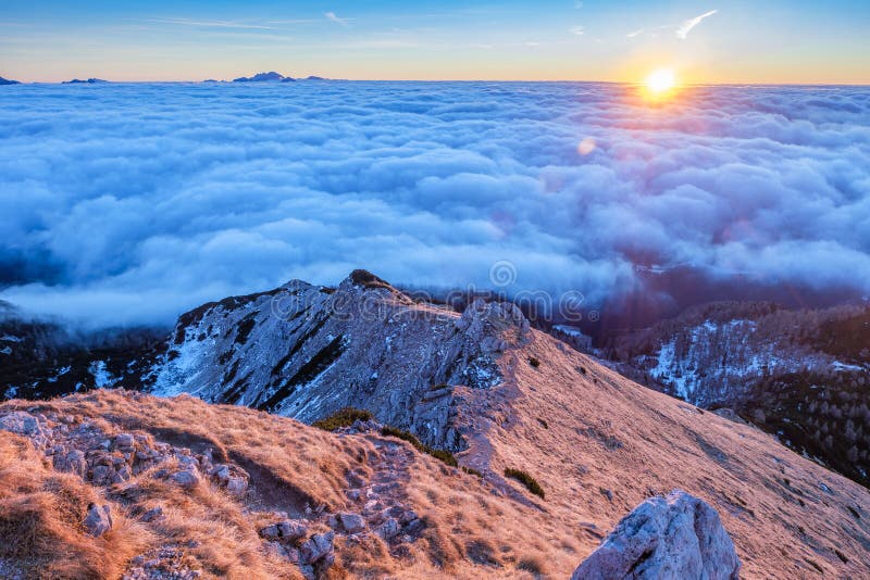 Mountain Ridge Above Clouds Stock Photo - Image of gorenjska, mountains ...