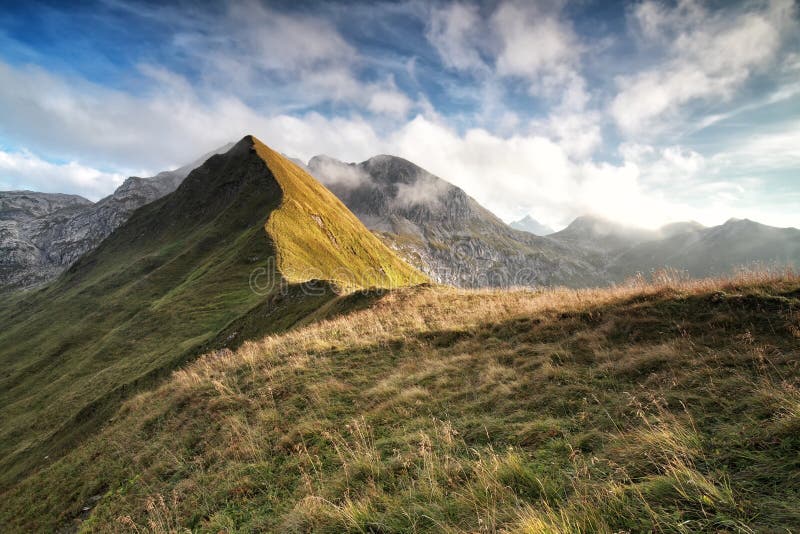 Mountain Ridge and Beautiful Sky Stock Photo - Image of cloudscape ...