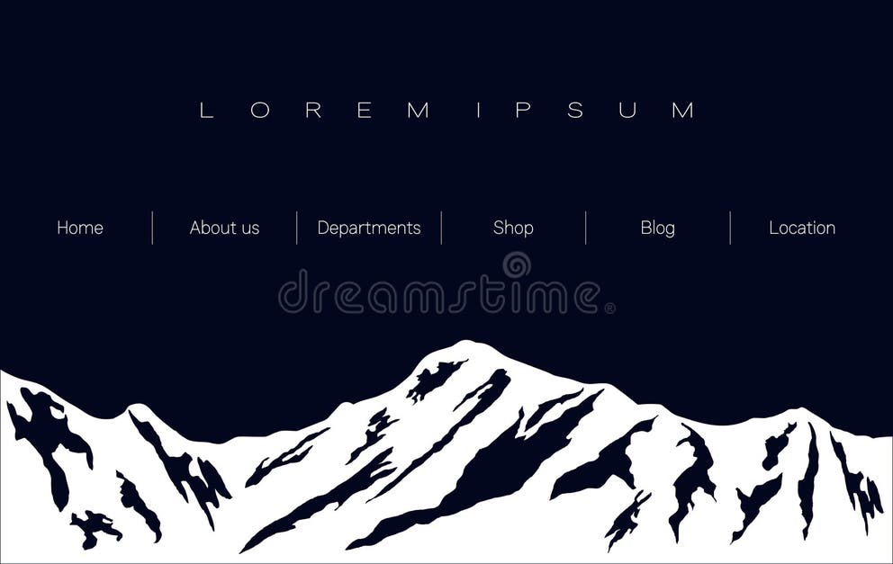 Mountain Ridge in Black and White. Vector Illustration with Space for ...