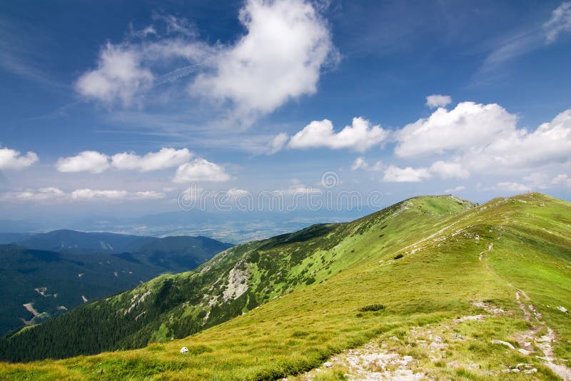 Mountain Ridge and Blue Sky with Clouds Stock Image - Image of tatras ...