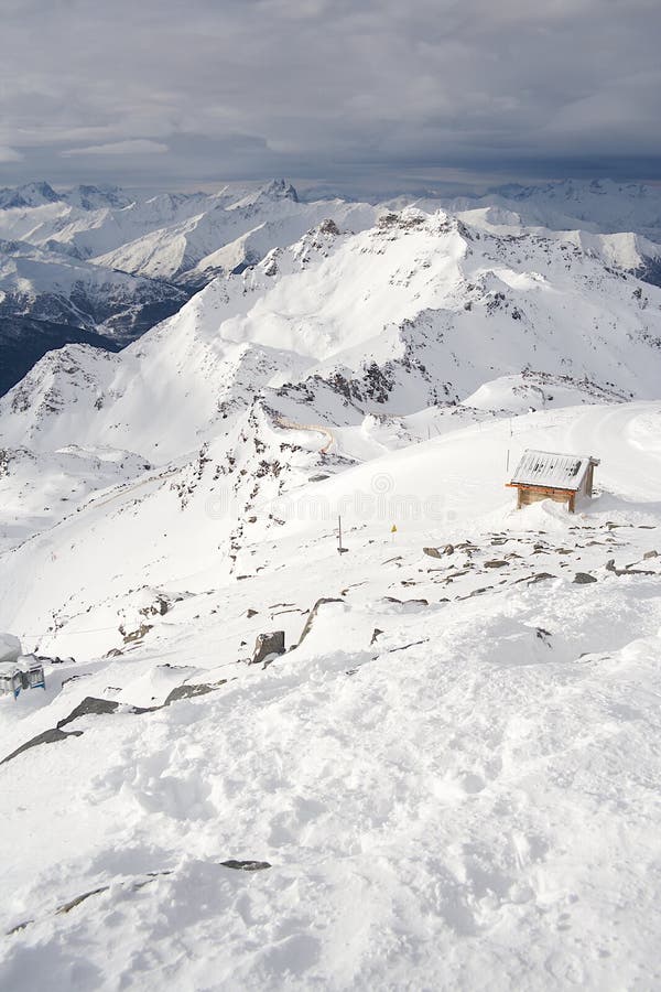 Mountain Ridge and Hut stock image. Image of peak, clouds - 20010525