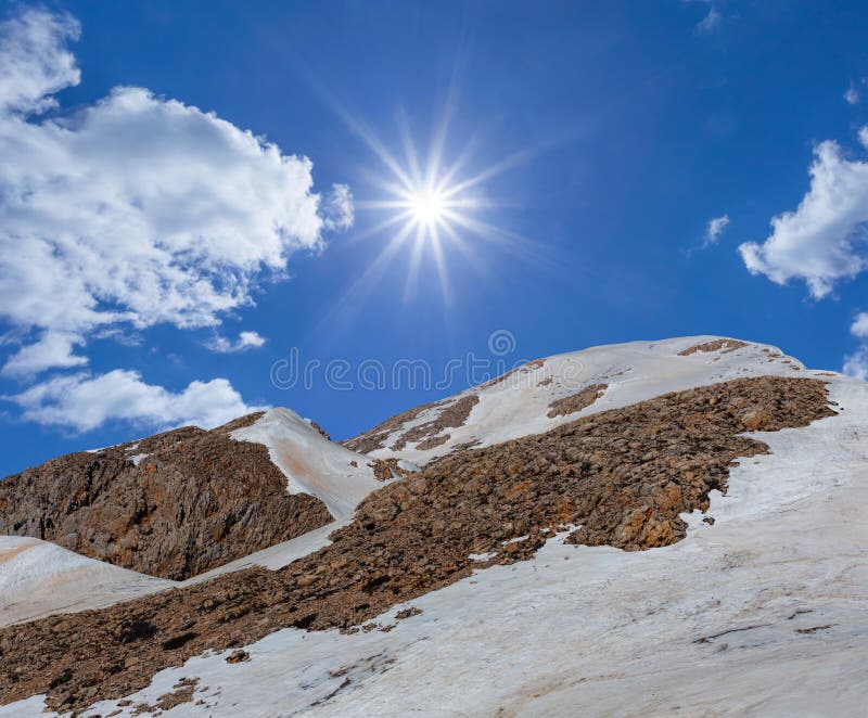 Mountain Ridge In Snow At The Sunset Stock Image - Image of slope ...