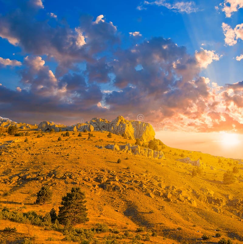 Mountain Ridge at the Sunset Stock Photo - Image of sunlight, slope ...