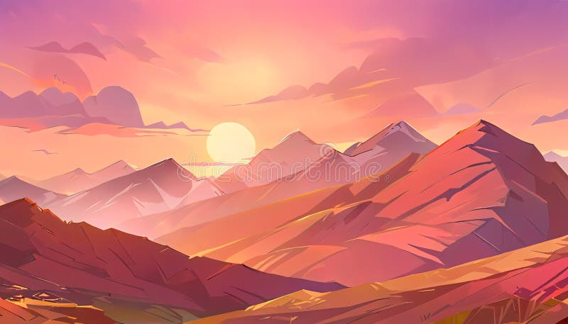 Mountain Ridge Under a Soft Sunset Vector Art Background Stock ...