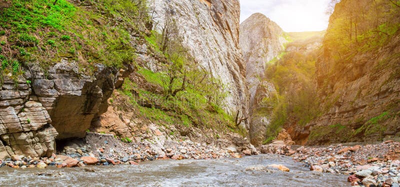 Mountain River Along the Cliffs Stock Image - Image of beautiful ...
