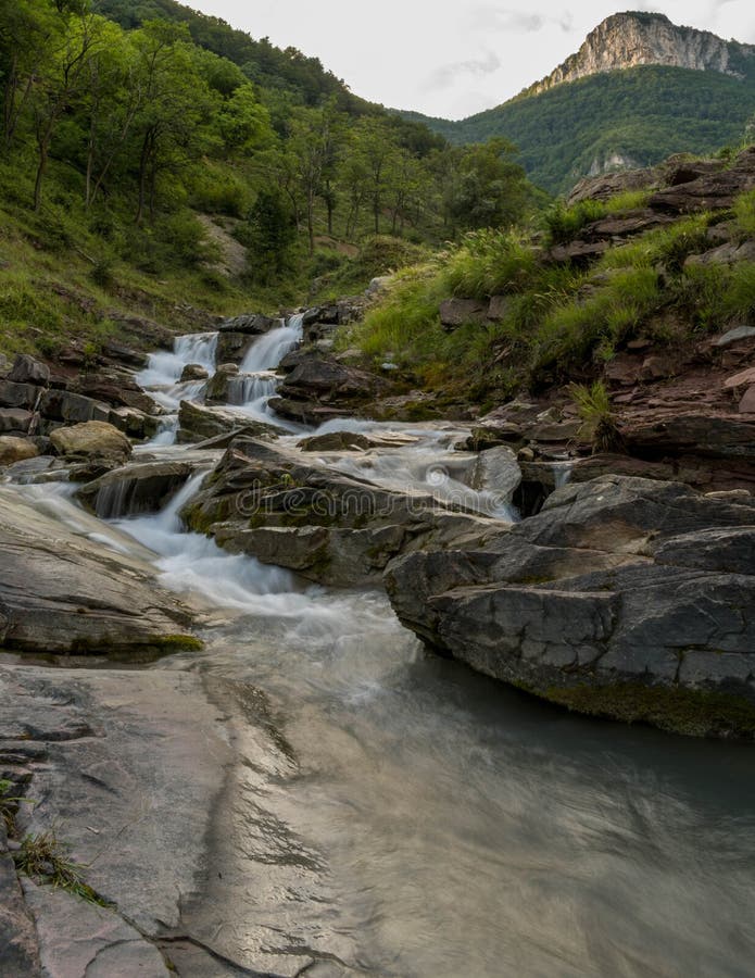 Mountain Rocky River Cascading Down the Hill Stock Photo - Image of ...