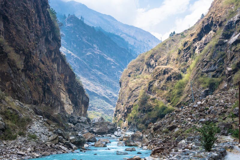 Mountain River in a Deep Gorge in the Himalayas. Stock Image - Image of ...