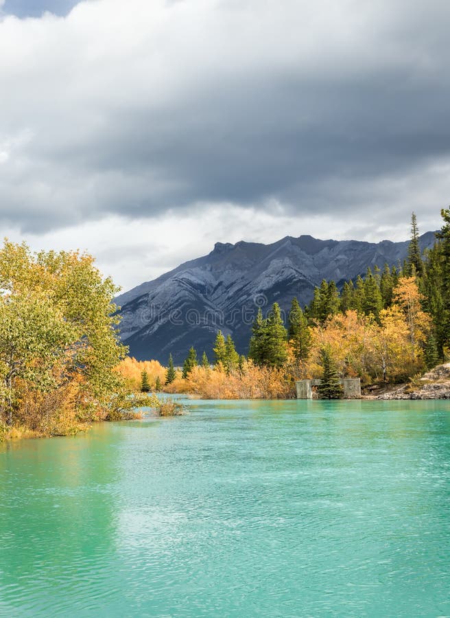 Mountain River with Fall Colours Stock Image - Image of season, canada ...