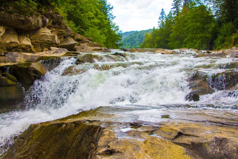 Mountain River with Fast Flow of Water. Mountain Landscape with River ...