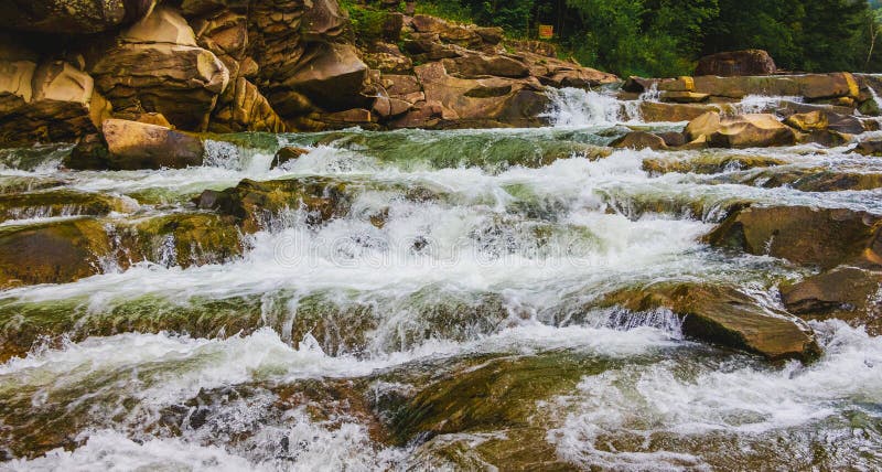 Mountain River with Fast Flow of Water among Stones_ Stock Image ...