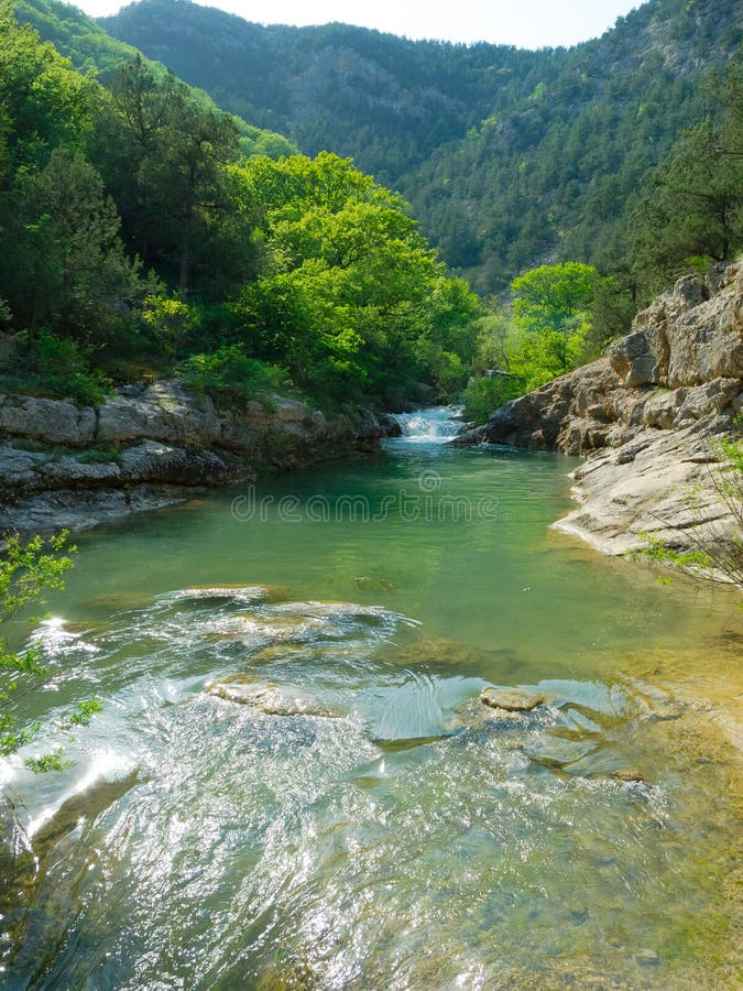 Mountain River Flowing in Crimea Stock Photo - Image of nature, rapids ...