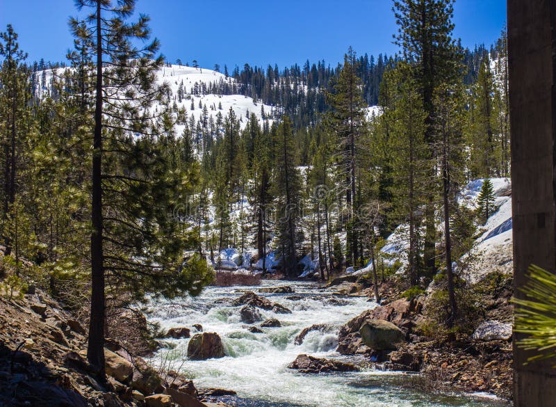 Mountain River Flowing with Snow Melt in Spring Stock Photo - Image of ...